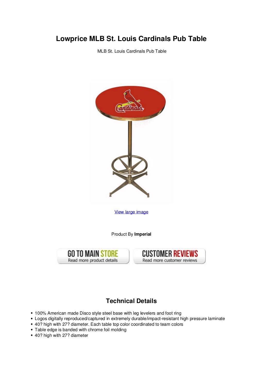Lowprice mlb st. louis cardinals pub table | PDF