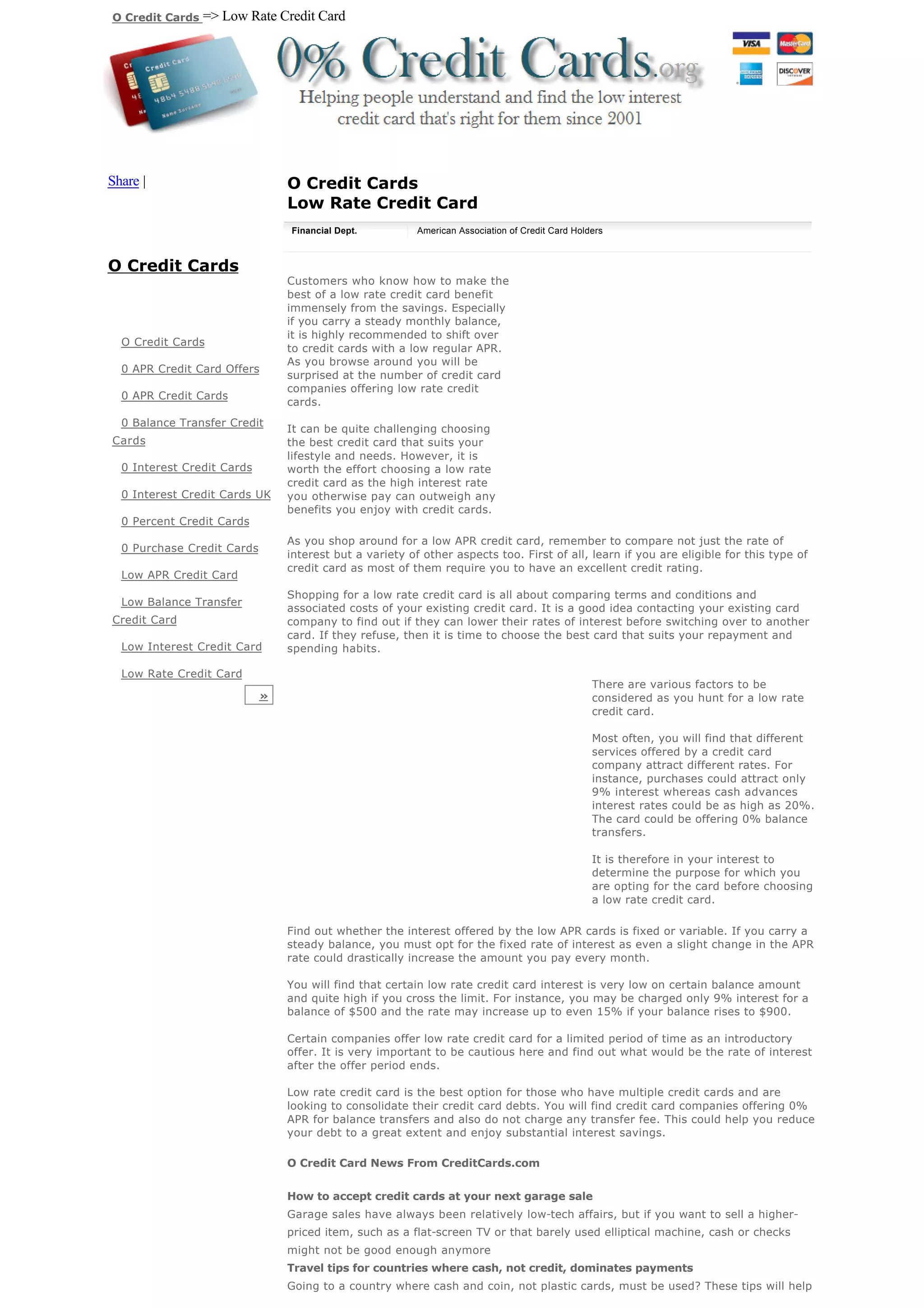 Low rate credit card | PDF