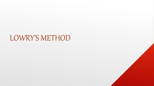 Lowry's method | PPTX | Chemistry | Science