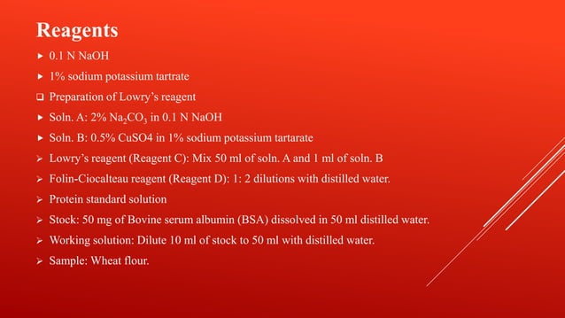 Lowry's method | PPTX | Chemistry | Science