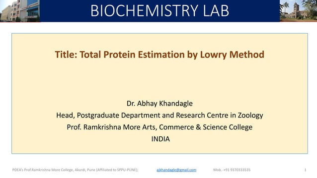 Lowry method for protein estimation | PDF | Chemistry | Science