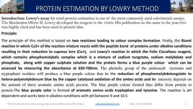 Lowry method for protein estimation | PDF | Chemistry | Science