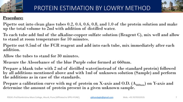 Lowry method for protein estimation | PDF | Chemistry | Science