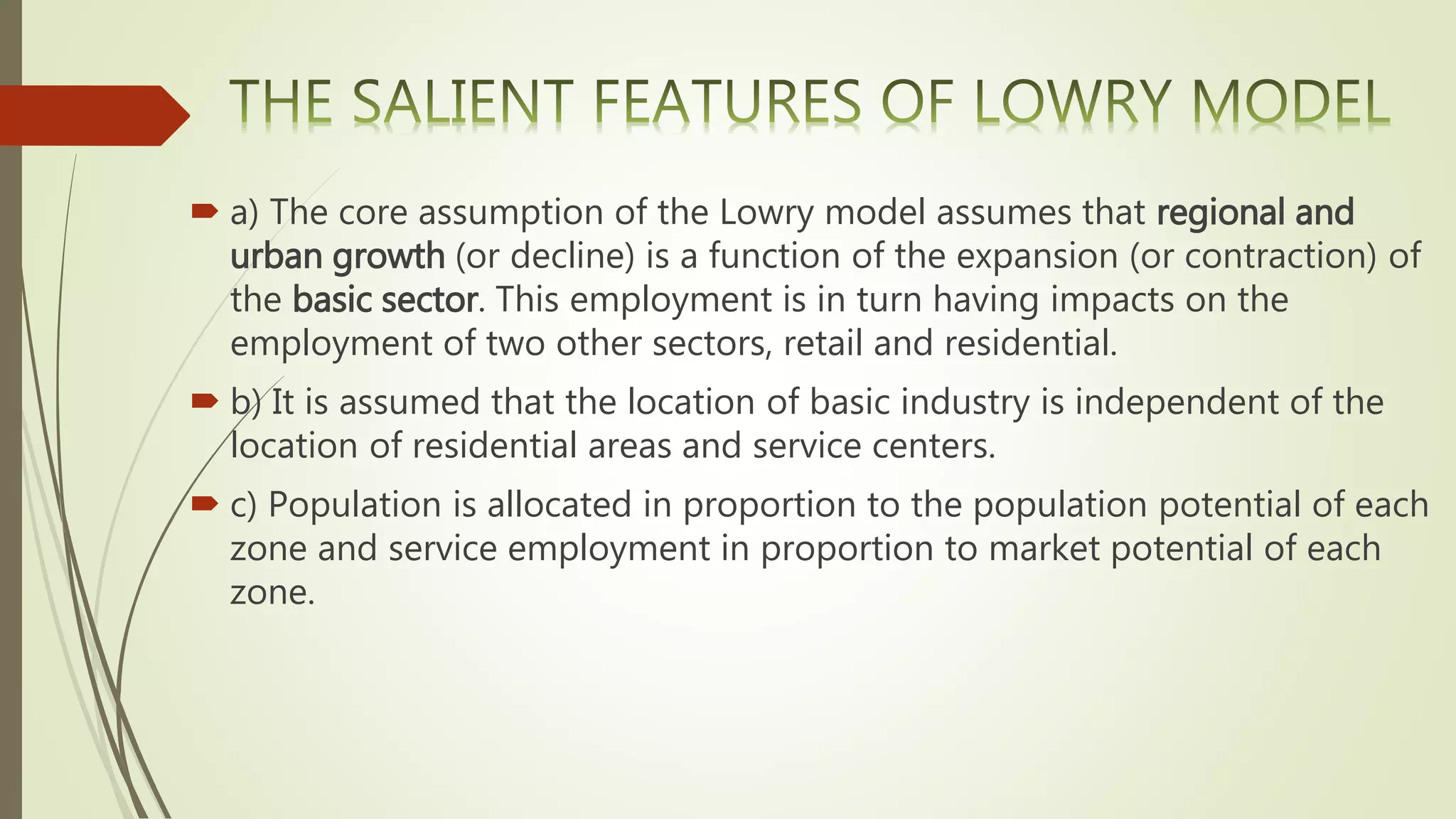 land use by lowry model as an example | PPTX