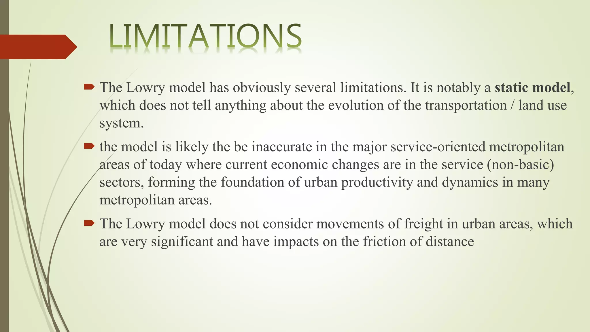 land use by lowry model as an example | PPTX