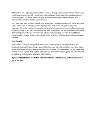 Low Smoke Zero Halogen Cable - LSZH or LSOH Cable.docx | Science