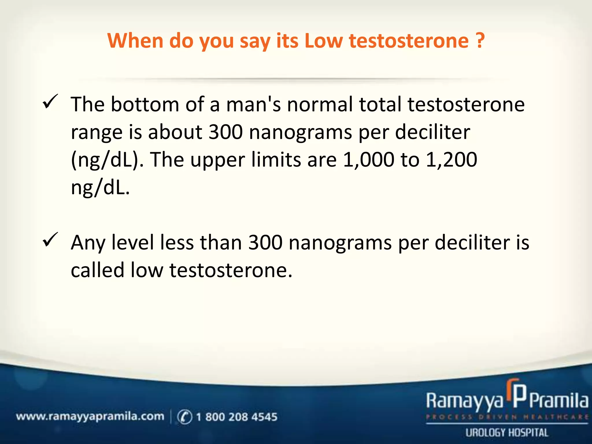 Low testosterone | PPTX | Hormonal Disorders | Endocrine and Metabolic ...