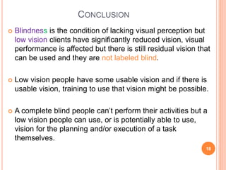 Low Vision and Blindness | PPTX