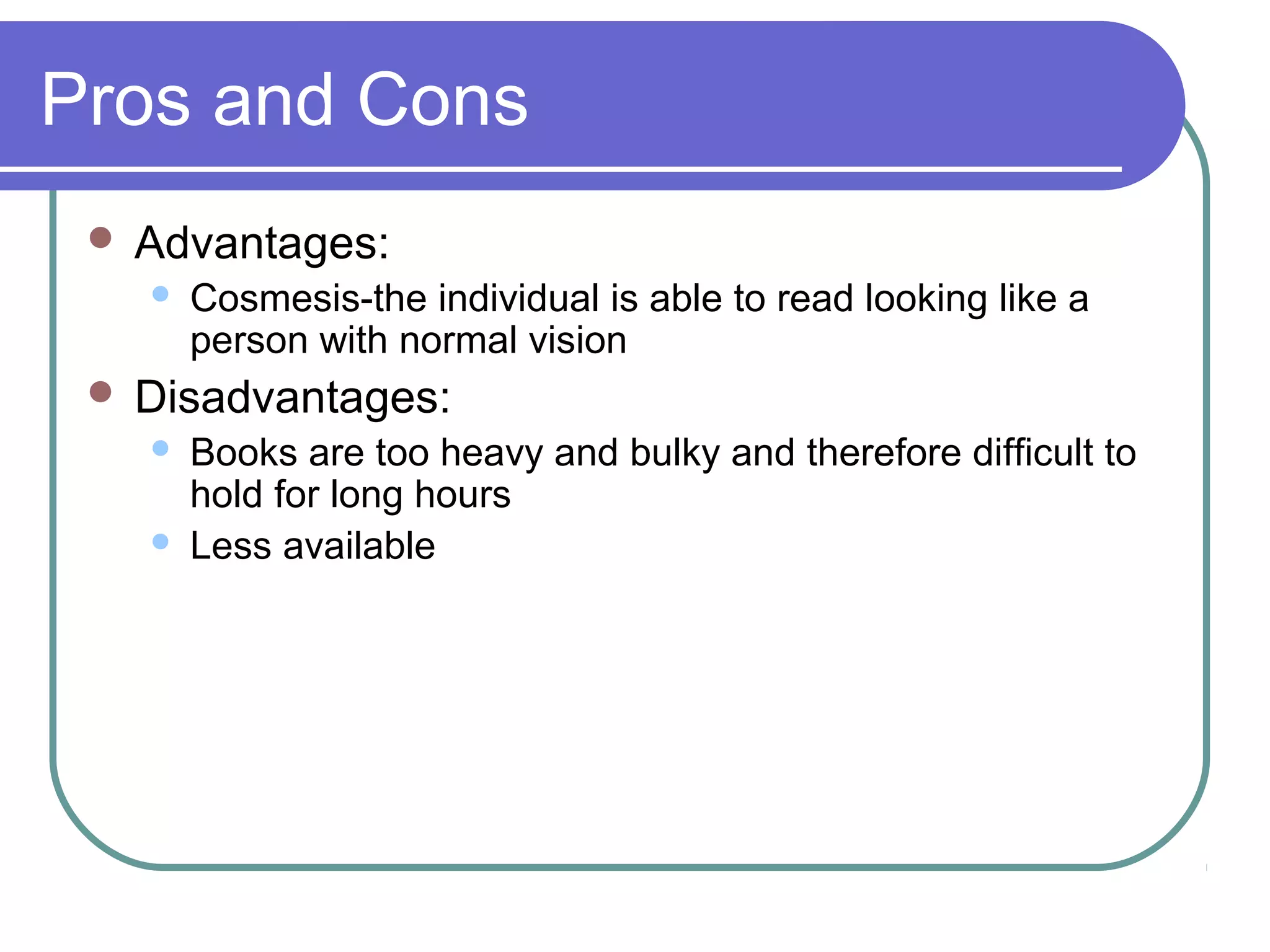 Low vision non optical devices | PPT