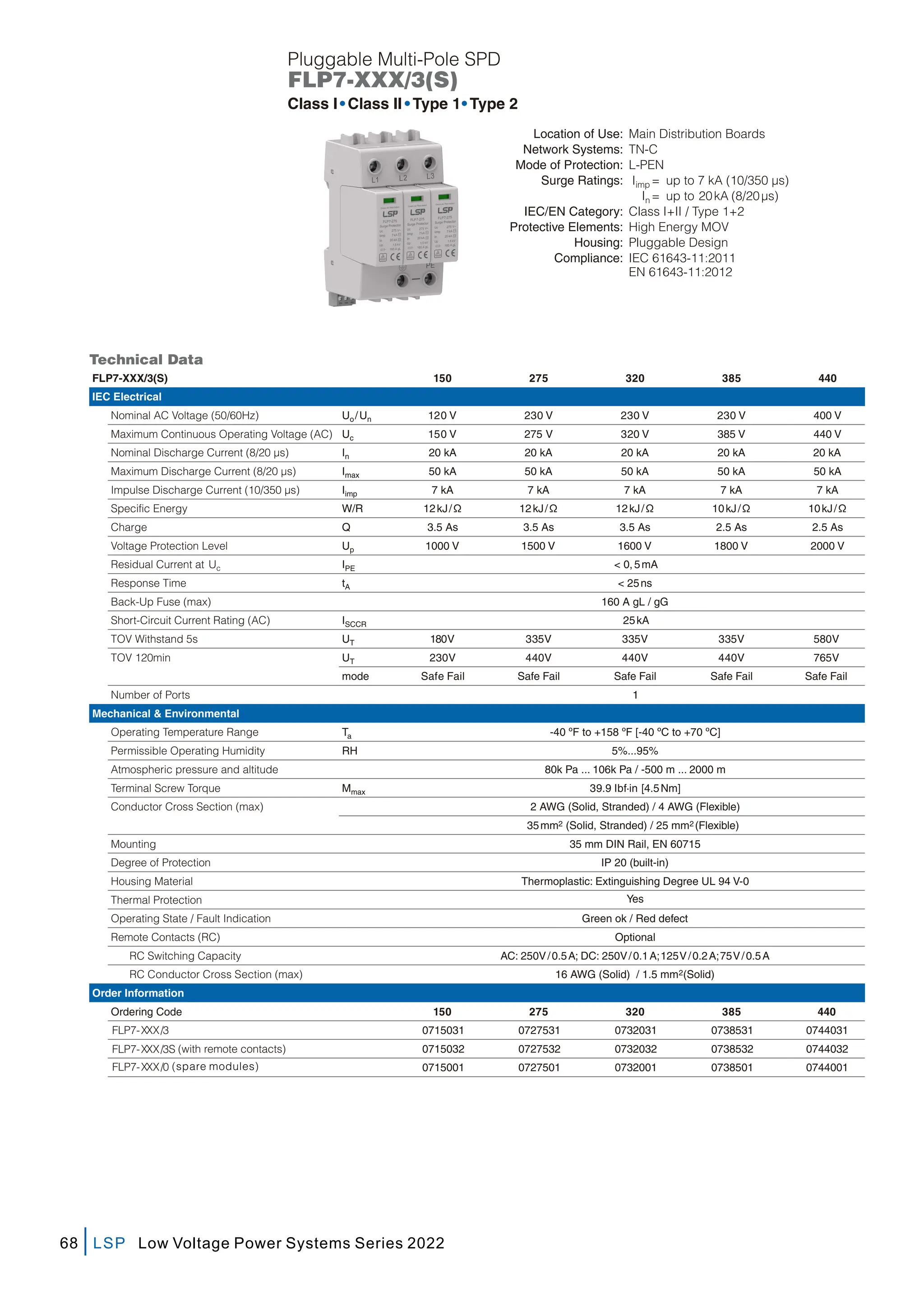 Low Voltage Catalog Type 12 AC Surge Protection Device SPD FLP7-series.pdf