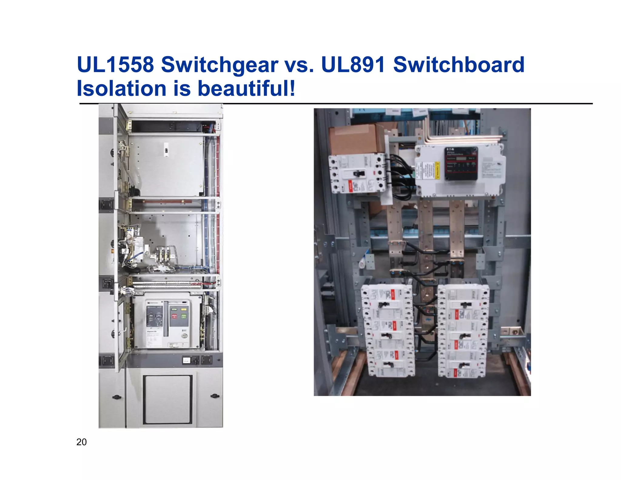 891 Switchboard vs. 1558 Switchgear | PDF