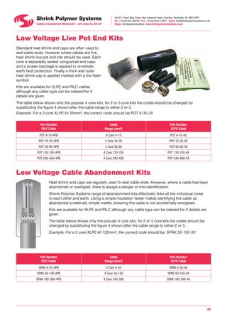 SPS Low Voltage Live Pot End Kits - Heat Shrink Pot End Joints & Live ...
