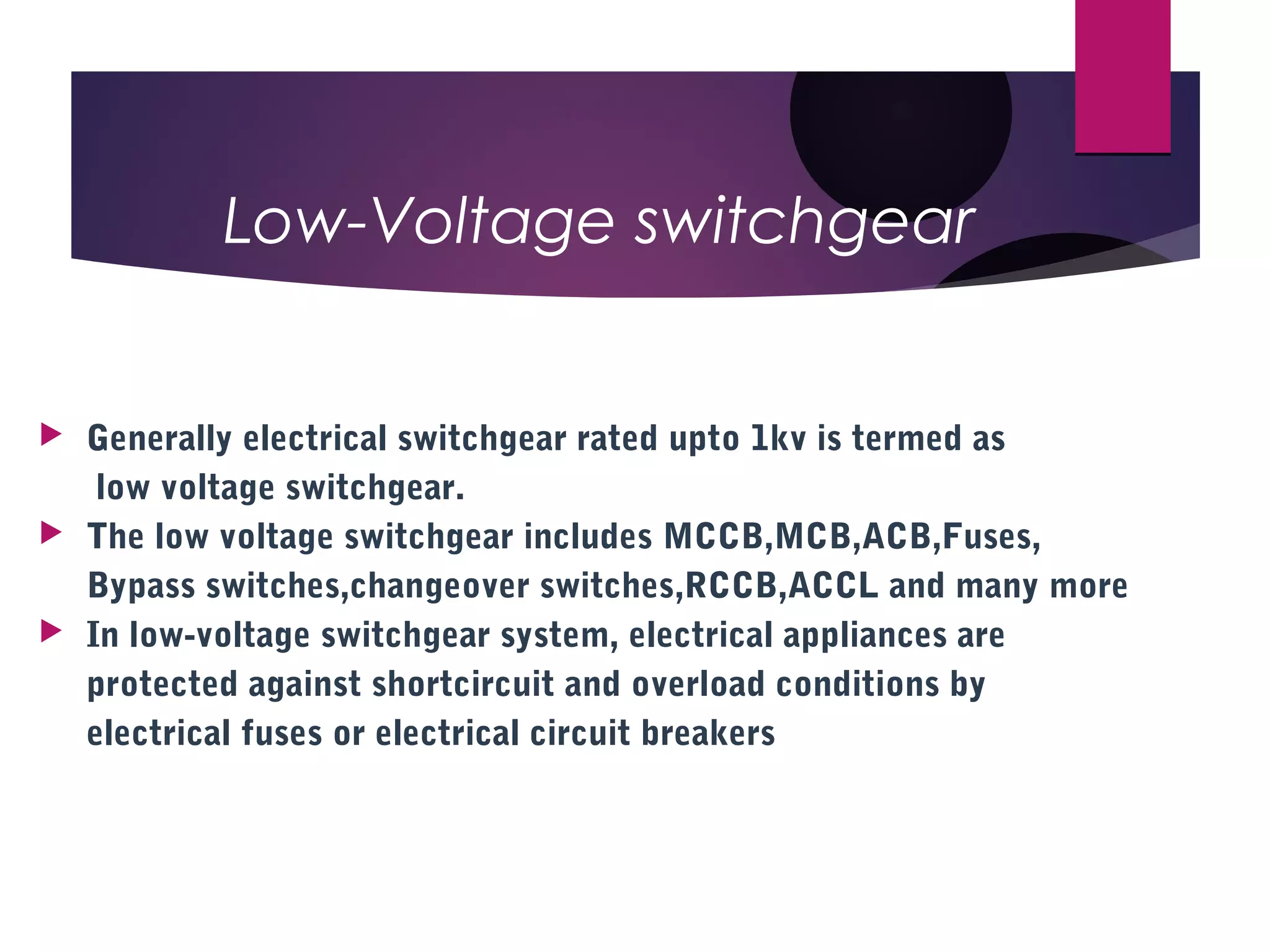 Low voltage switchgear ppt | ODP