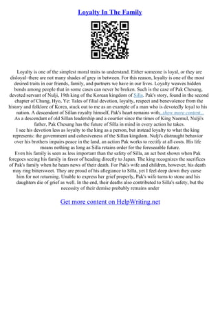 Loyalty Essay | PDF