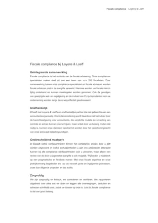 Loyens & Loeff - Fiscale Compliance | PDF