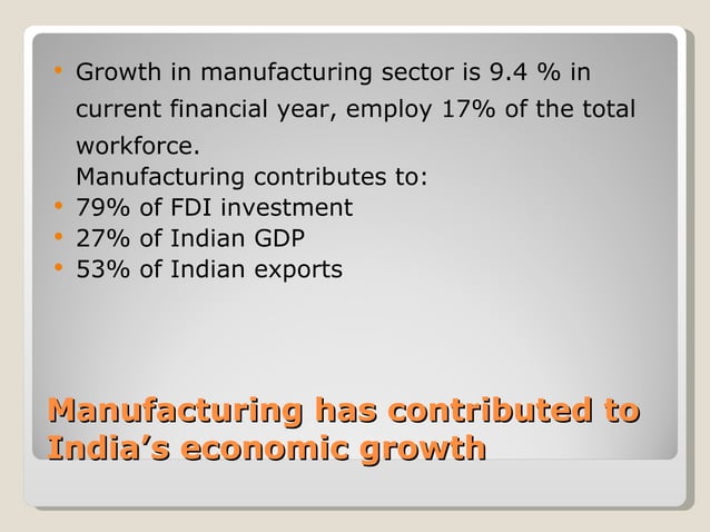 contribution of manufacturing sector to the employment | PPT