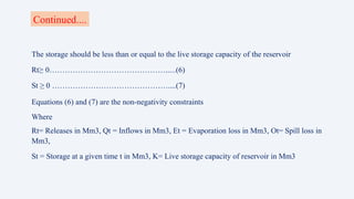 linear programming for reservoir operation | PPT