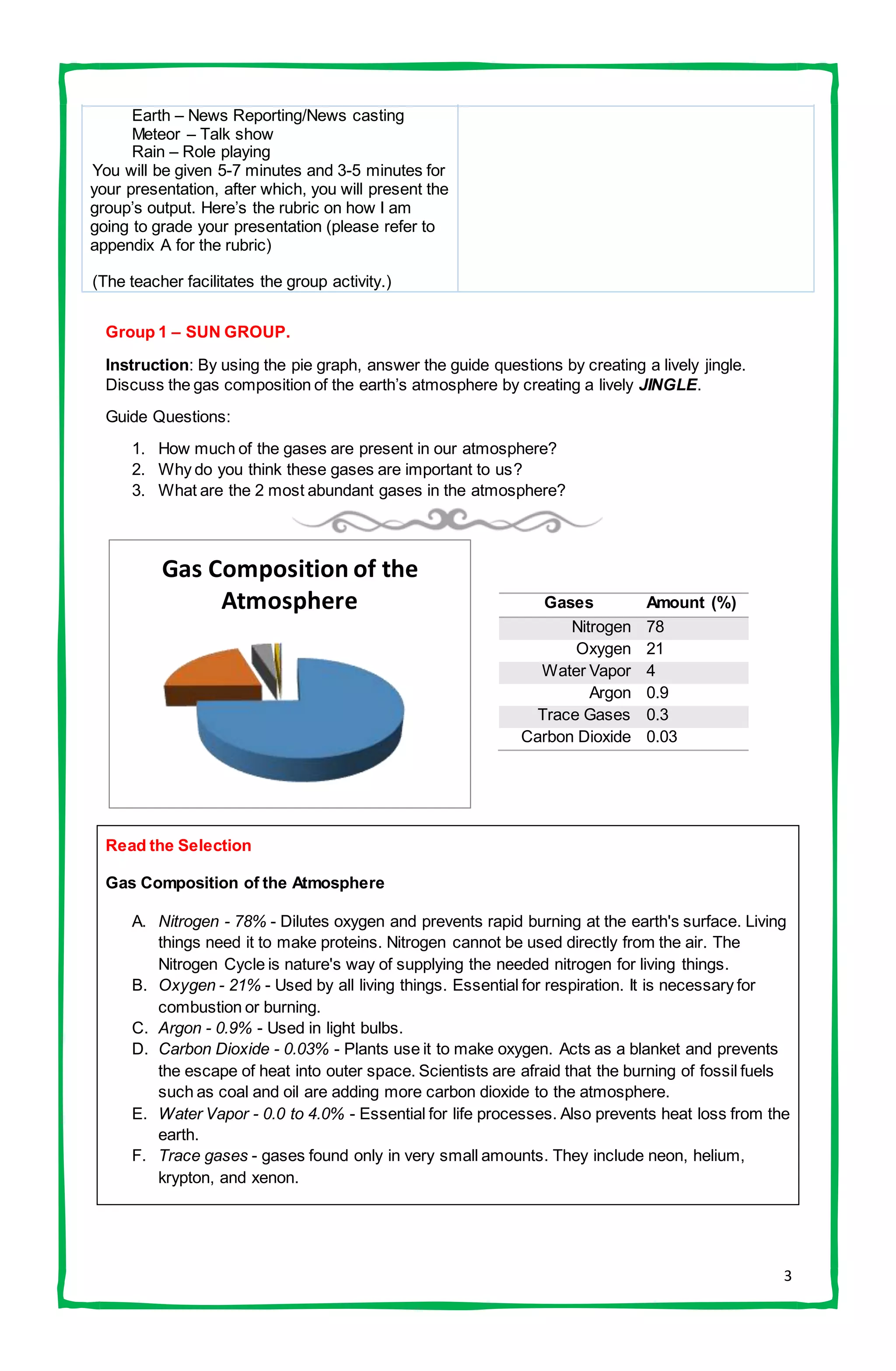 Detailed Lesson Plan - Earth's Atmosphere