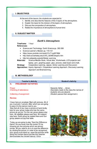 Detailed Lesson Plan - Earth's Atmosphere | DOCX