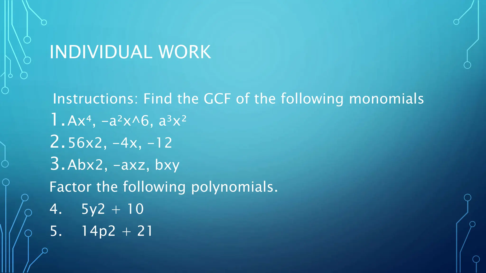 Factoring polynomial with common monomial factor | PPTX