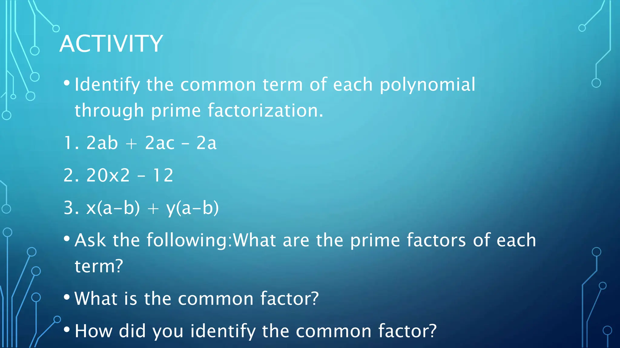 Factoring polynomial with common monomial factor | PPTX