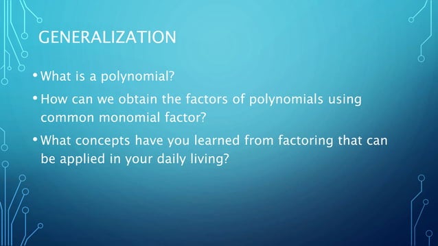Factoring polynomial with common monomial factor | PPTX