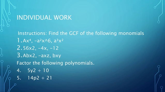 Factoring polynomial with common monomial factor | PPTX