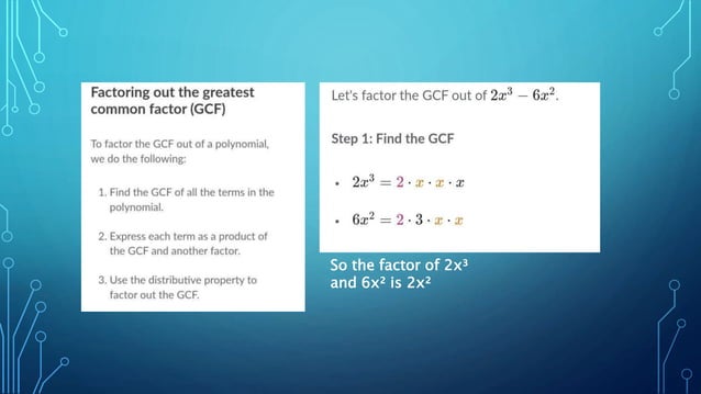 Factoring polynomial with common monomial factor | PPTX