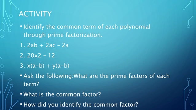 Factoring polynomial with common monomial factor | PPTX