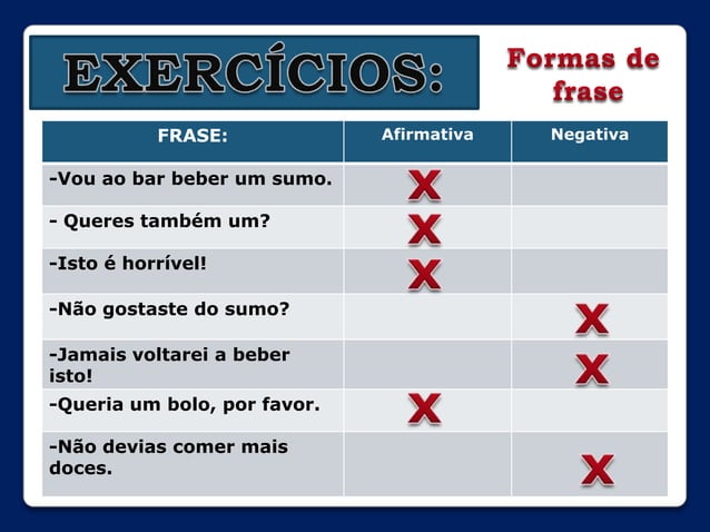 Tipos e Formas de Frase | PPT