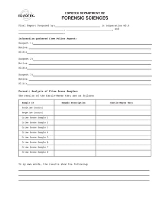 Left at the Scene of the Crime! An Introduction to Forensic Science | PDF