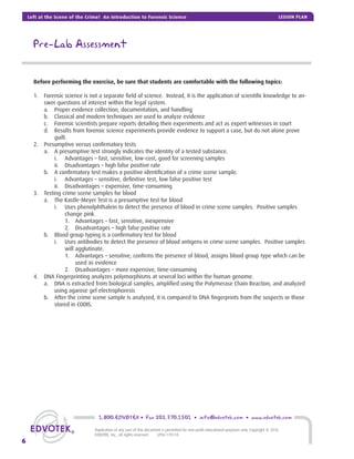 Left at the Scene of the Crime! An Introduction to Forensic Science | PDF