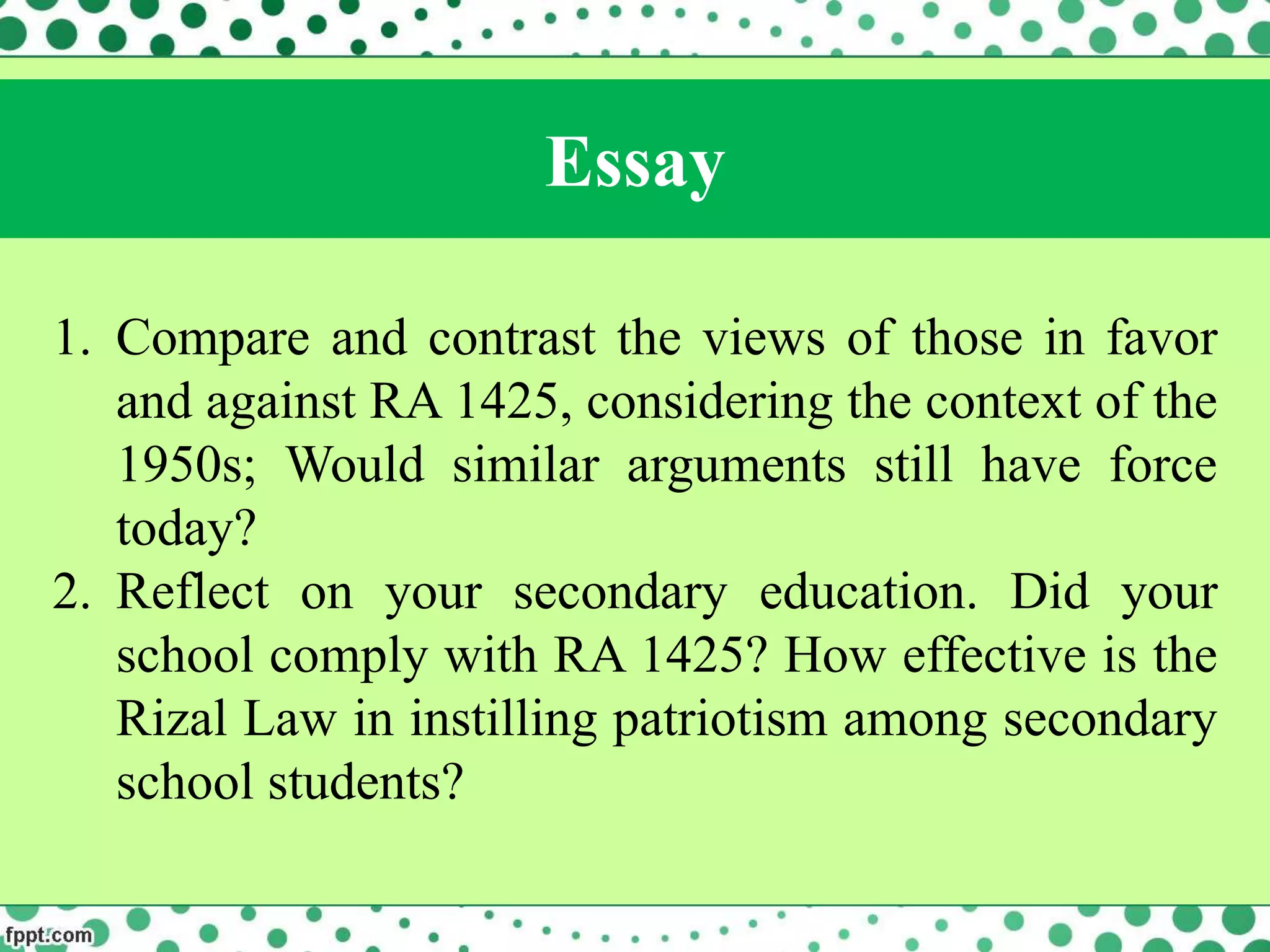 UNIT 1: THE STUDY OF THE RIZAL COURSE | PPT