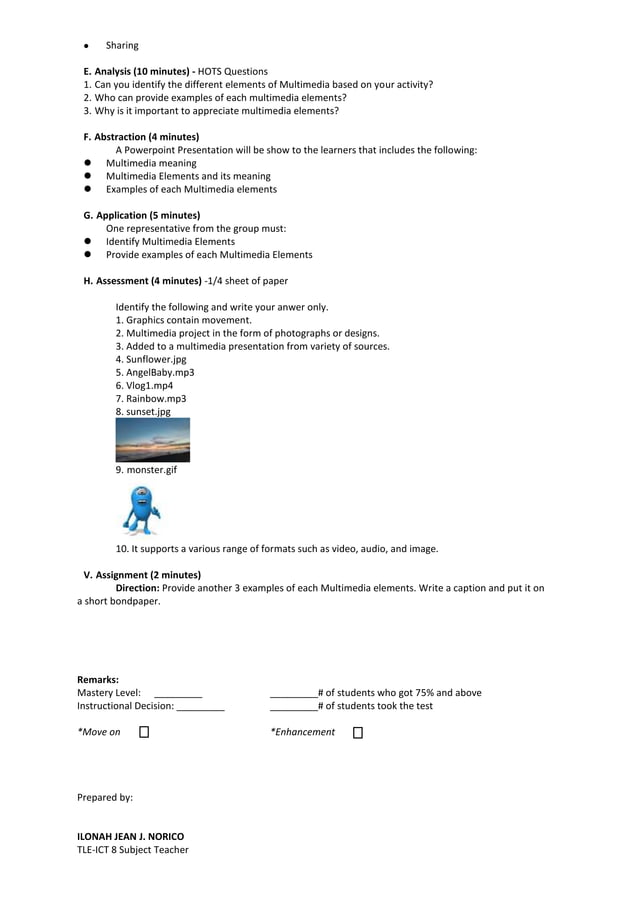 CREATIVE TECHNOLOGY GRADE 8, LP 1ST QUARTER WEEK 1, ELEMENTS OF ...