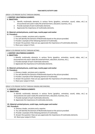 CREATIVE TECHNOLOGY GRADE 8, LP 1ST QUARTER WEEK 1, ELEMENTS OF ...