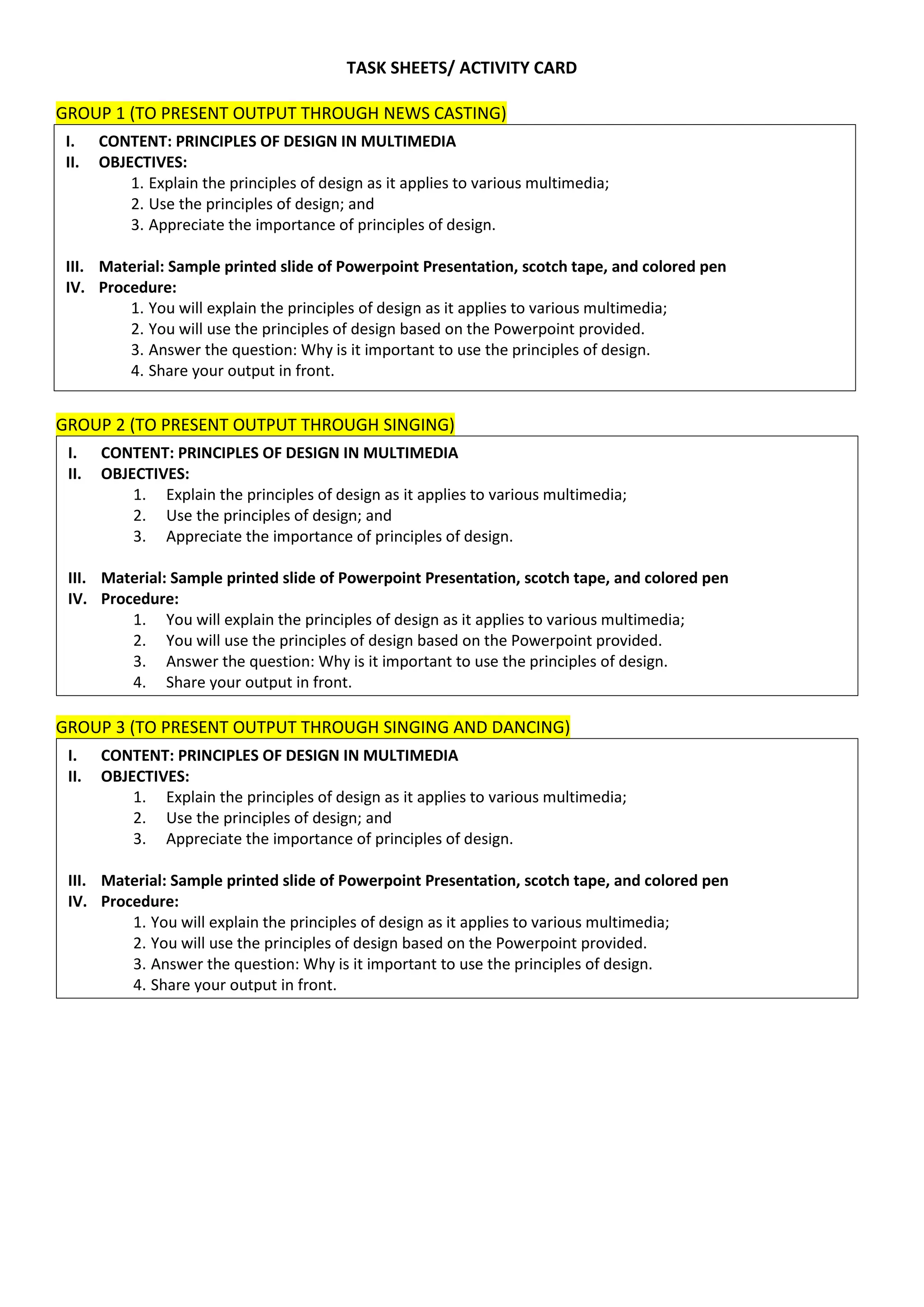 CREATIVE TECHNOLOGY GRADE 8 PRINCIPLES OF DESIGN APPLIED IN VARIOUS ...