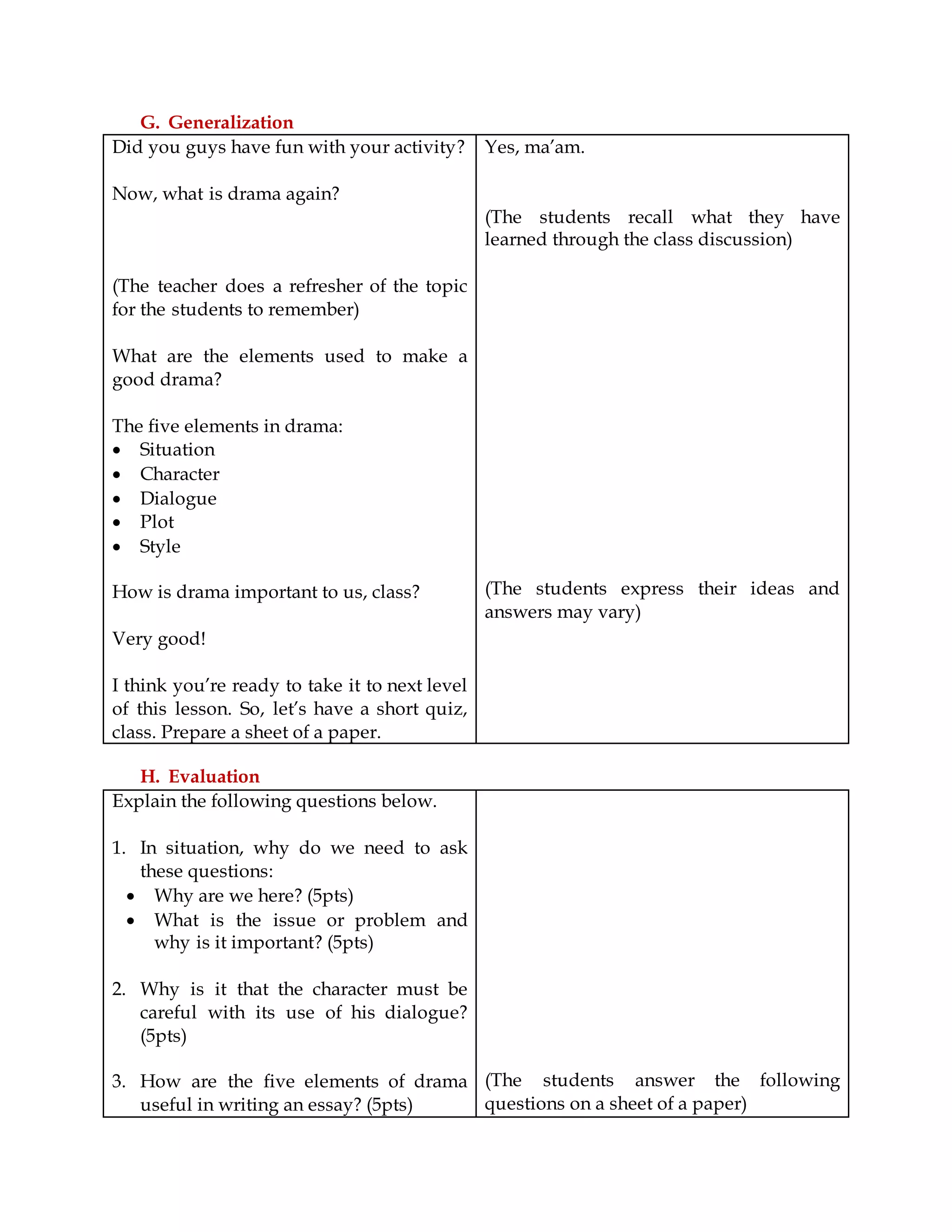 Detailed Lesson Plan (Creative Nonfiction) Drama | DOCX