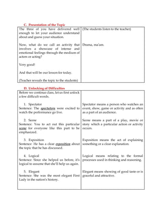 Detailed Lesson Plan (Creative Nonfiction) Drama | DOCX