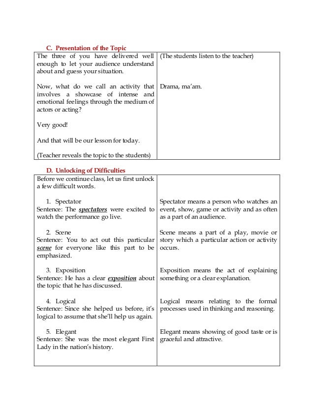Detailed Lesson Plan (Creative Nonfiction) Drama