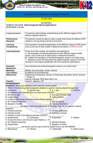 GRADE 10 LEARNING PLAN IN SCIENCE FOR MODULE 1 AND 2 | PDF