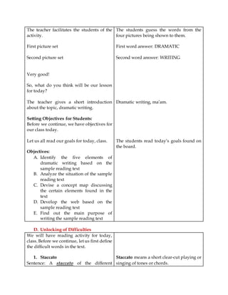 Detailed Lesson Plan (Creative Nonfiction) Dramatic Writing | DOCX