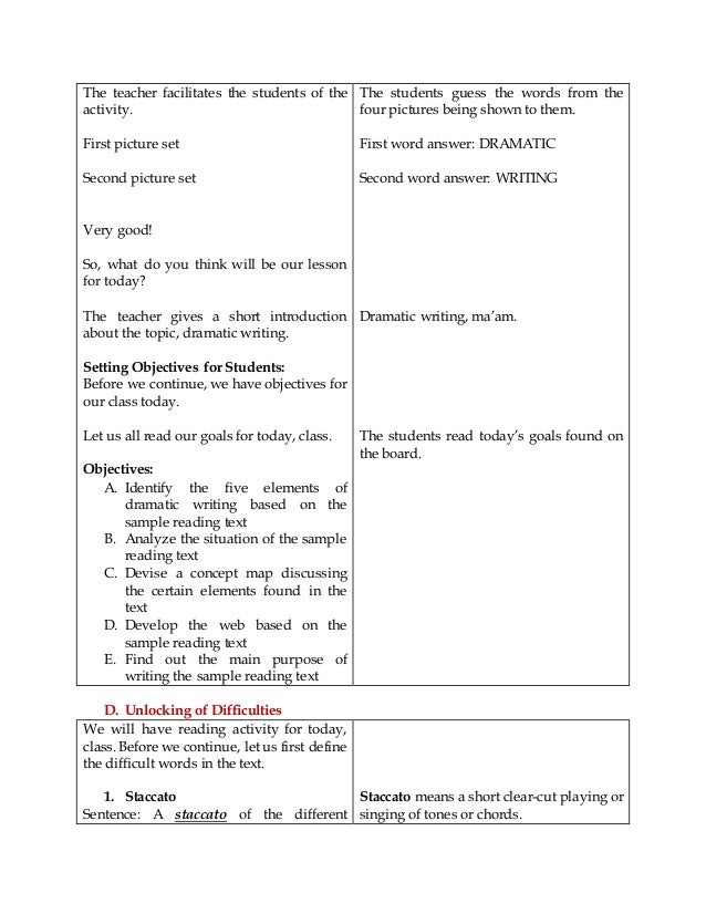 Detailed Lesson Plan Creative Nonfiction Dramatic Writing Detailed Lesson Plan Creative Nonfiction Dramatic Writing