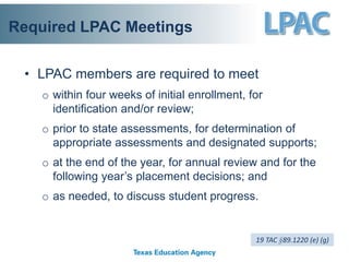 LPAC Training Resources from Region 20 ESC | PDF