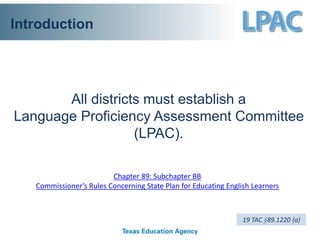 LPAC Training Resources from Region 20 ESC | PDF