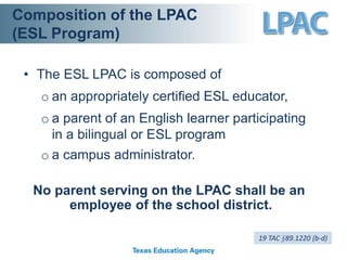 LPAC Training Resources from Region 20 ESC | PDF