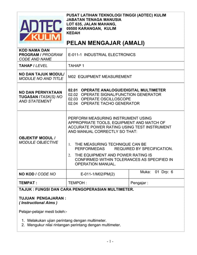 Lp amali multimeter | DOC