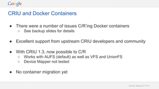 Docker Container Checkpoint and Restore with CRIU | PPT