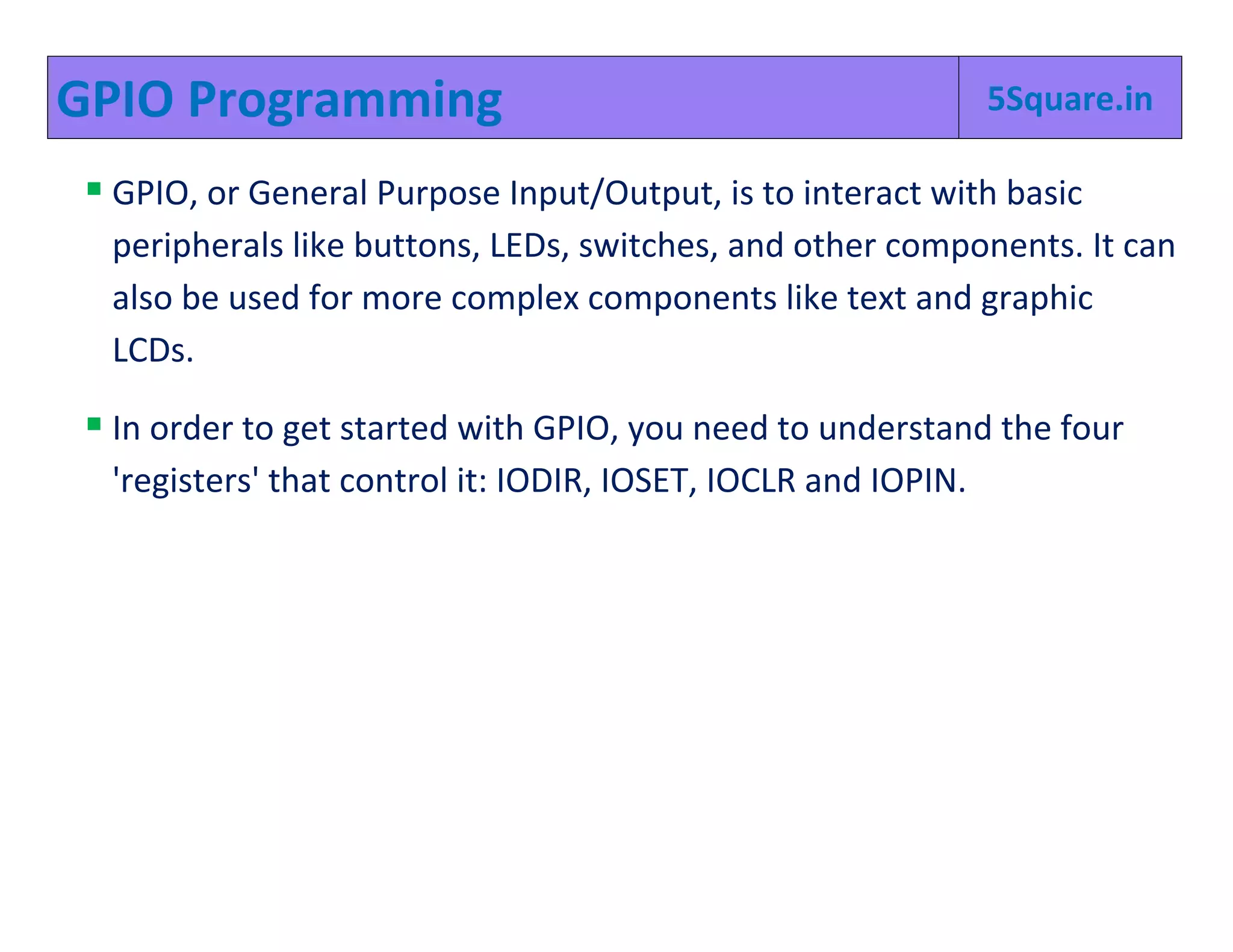 ARM7-Lpc2148 gpio programming | PDF
