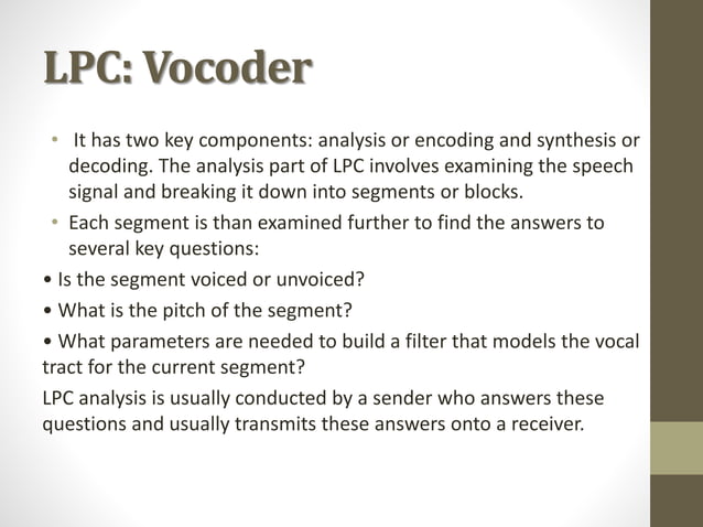 Linear Predictive Coding Ppt 0800