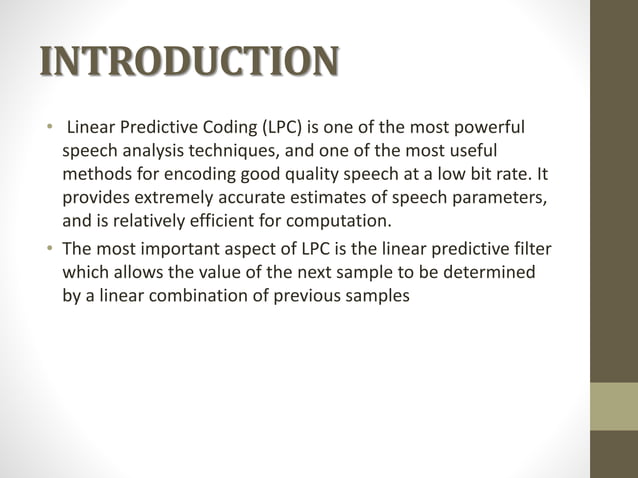 Linear Predictive Coding | PPTX